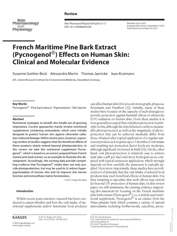 A Beauty Breakthrough. Pycnogenol® nourishes skin from the inside out ...